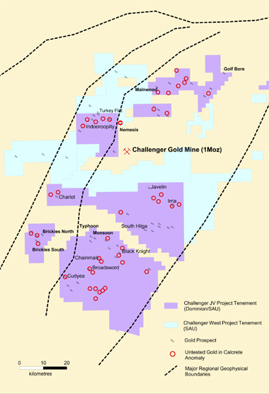KILOMETRE LONG GOLD-CALCRETE ANOMALY FOUND NEAR CHALLENGER GOLD MINE IN ...