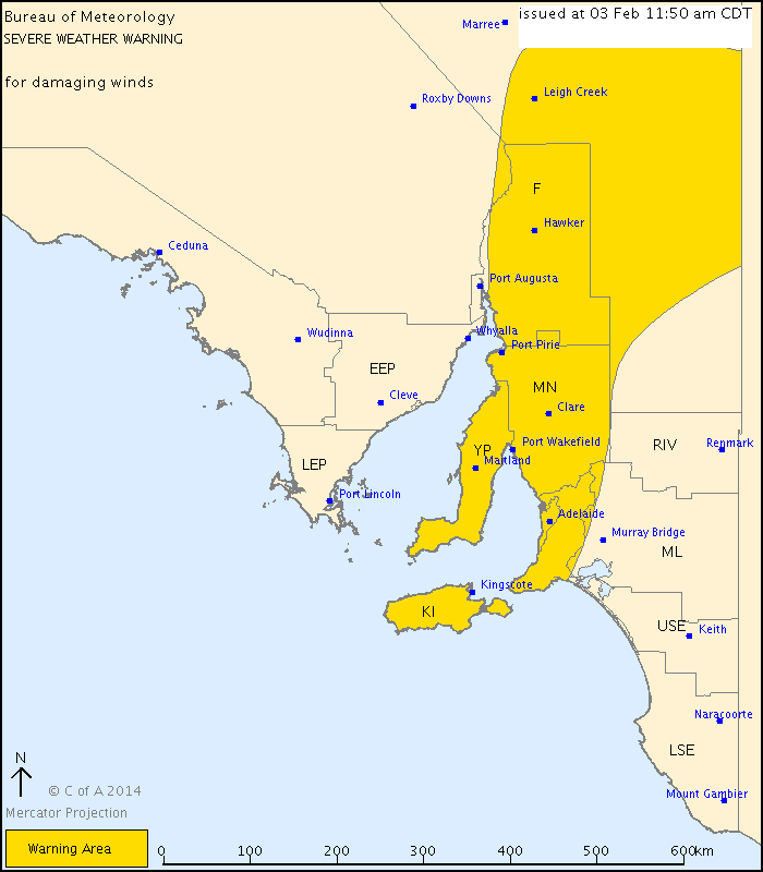 BOM: SEVERE WEATHER WARNING – for DAMAGING WINDS – Coober Pedy Regional ...
