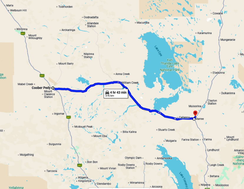 HOW TO REACH LAKE EYRE NATIONAL PARK FROM THE STUART HIGHWAY AT COOBER ...